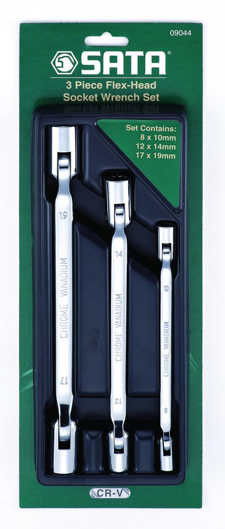 3 Pc. Metric Double Flex Head Socket Wrench Set - SATA