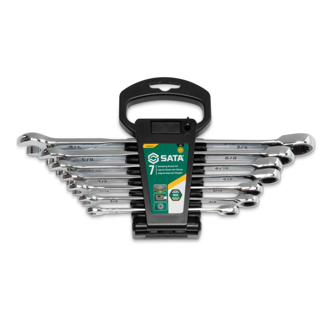 7 Pc. SAE 120XP Combination Ratcheting Wrench Set - SATA