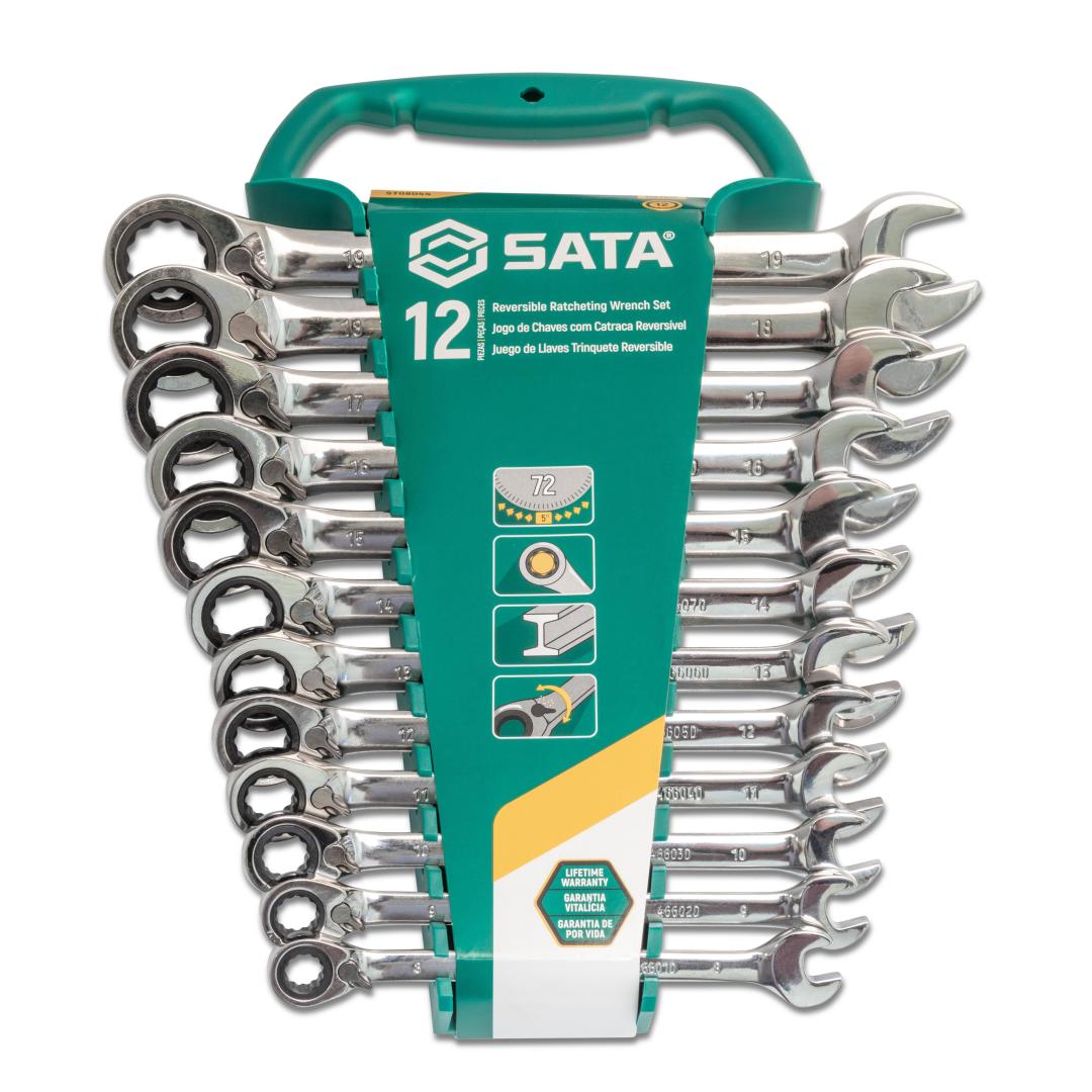 12 Pc. Metric Reversible Ratcheting Wrench Set - SATA