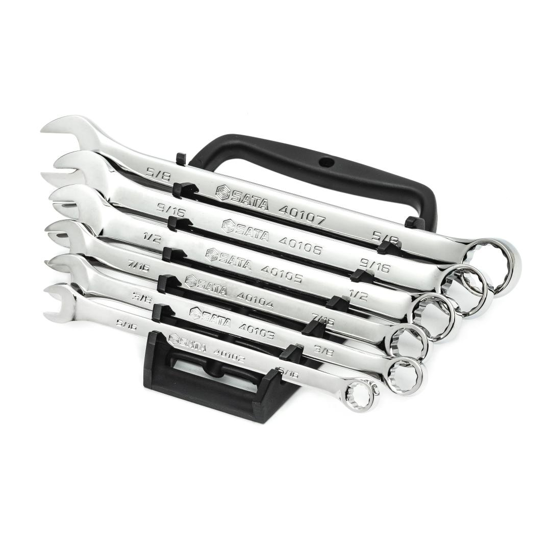 6Pc. Full Polish Combination Wrench Set, S.A.E. - SATA