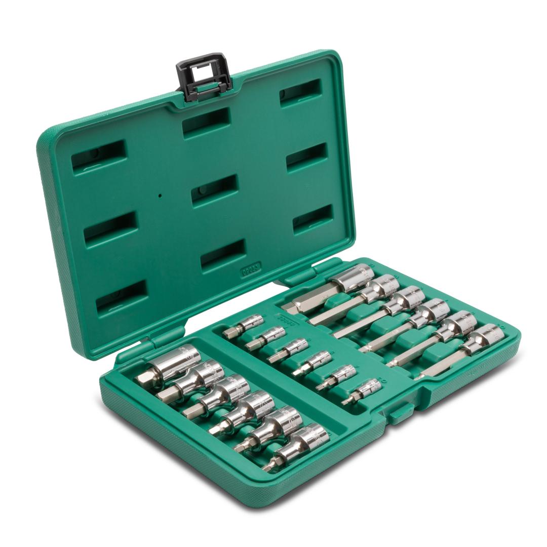 18 Pc. 1/4” and 1/2” Drive Hex Bit Socket Set - SATA
