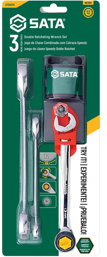 3 Pc. Metric Double Ratcheting Wrench Set - SATA