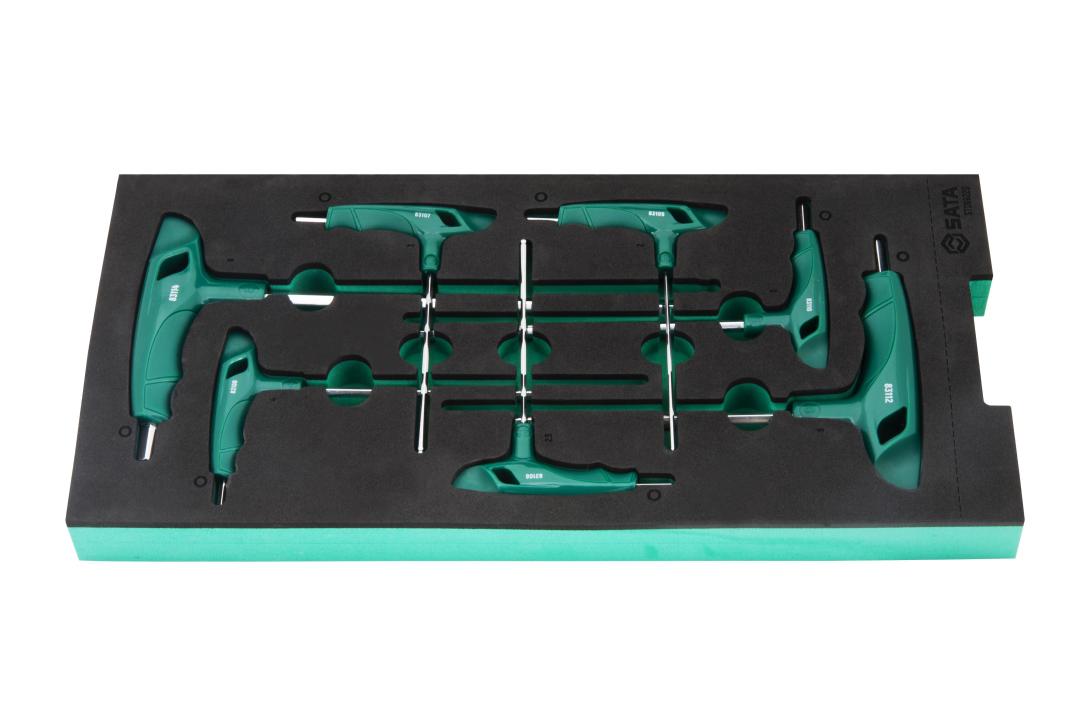 7 Pc. Metric T-Handle Ball Point Hex Key Tray Set - SATA
