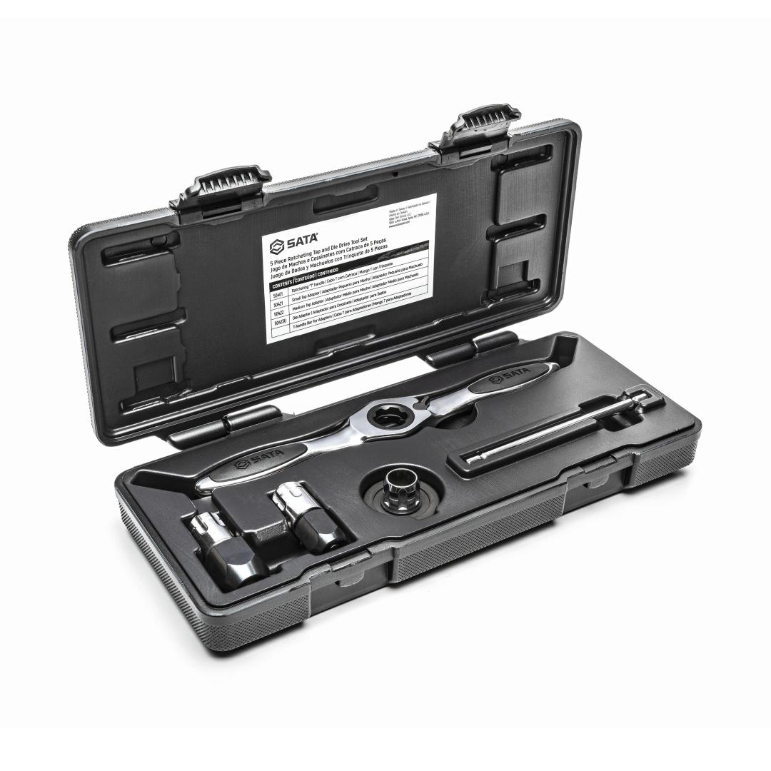 5 Pc. 3/8" Medium Ratcheting Tap and Die Drive Tool Set - SATA