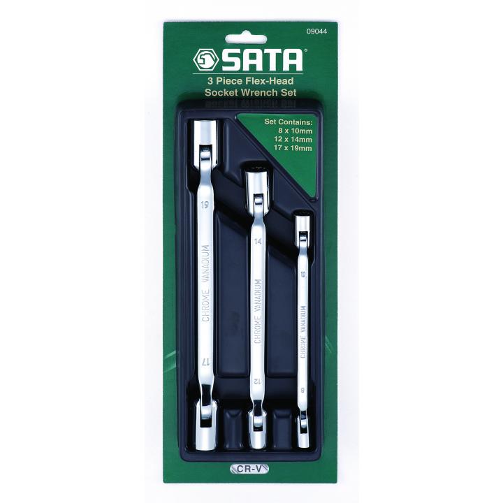 3 Pc. Metric Double Flex Head Socket Wrench Set - SATA